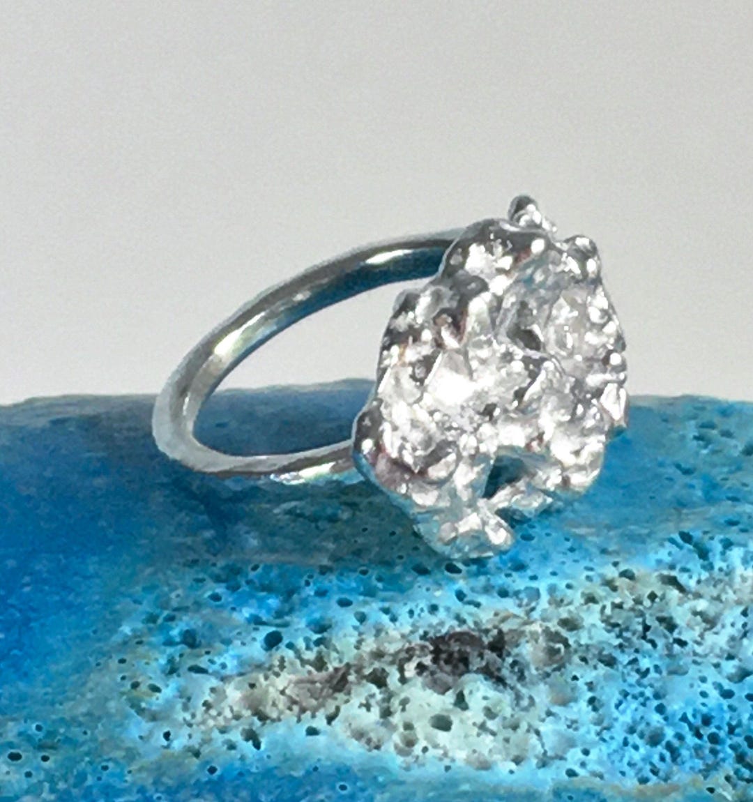 Organic Salt Cast Silver Ring, Recycled Molten Silver Jewellery ...