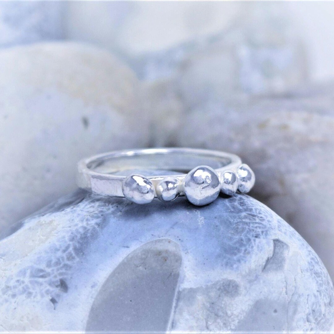 Recycled Sterling Silver Pebble Ring, Beachcomber Jewelry - Etsy UK