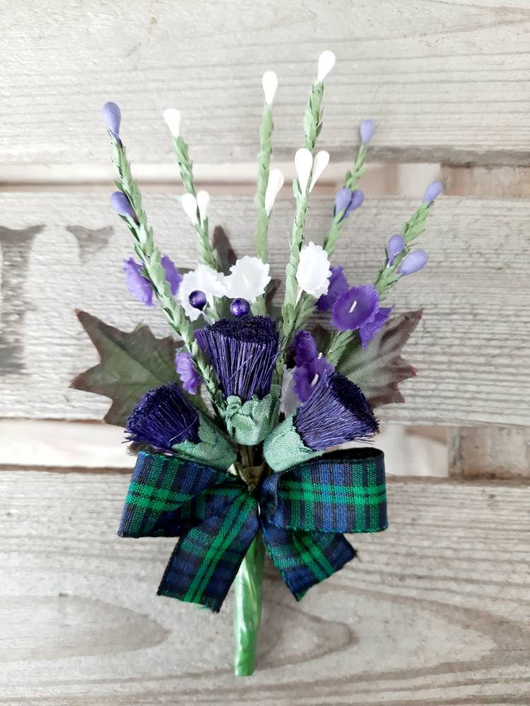 Scottish Thistle & Heather Buttonhole - Etsy UK