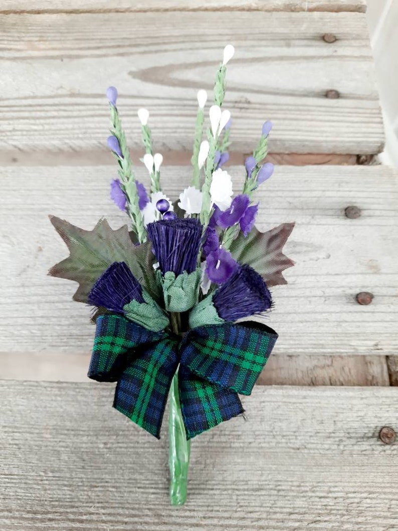 Scottish Thistle & Heather Buttonhole - Etsy UK
