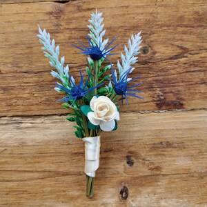 Scottish Thistle, Heather & Rose Buttonhole - Etsy