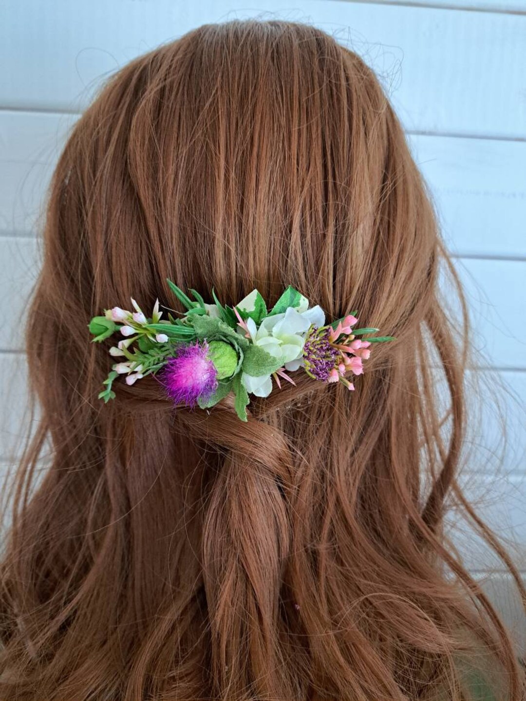 Faux Thistle Floral Hair Comb - Etsy
