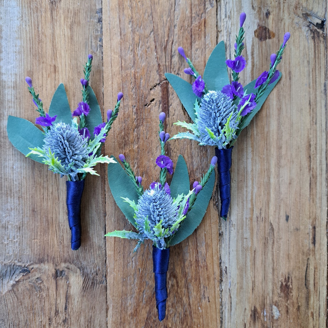 Scottish Artificial Thistle & Heather Buttonhole - Etsy