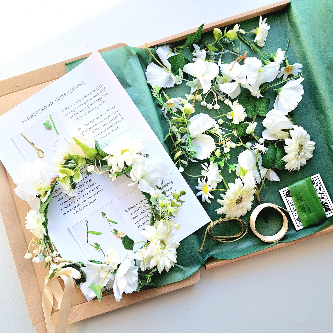 Flower Crown Kit Snow White Artificial Flowers - Etsy