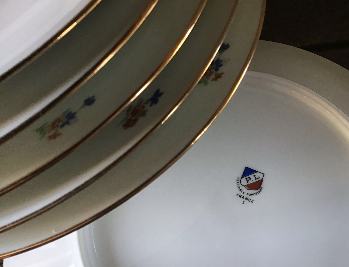 Vintage porcelaine plate 4 French porcelaine serving | Etsy