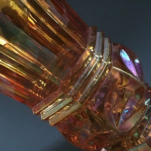Inwald Carnival Glass Vase, Laurier Nelly Carnival Glass Vase, Art Deco ...