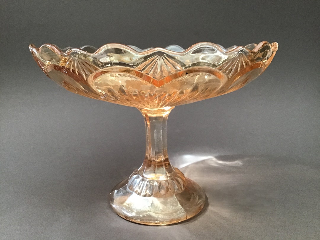 Carnival Glass Compote, Max Carnival Glass Comport, Art Deco Czech ...