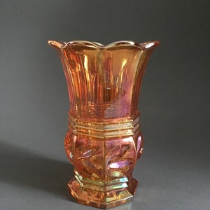 Inwald Carnival Glass Vase, Laurier Nelly Carnival Glass Vase, Art Deco ...