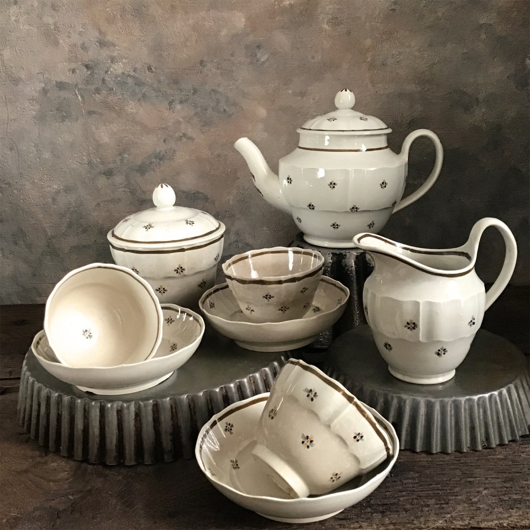 Georgian Pearlware Tea Set, English Antique Prattware Tea Set ...