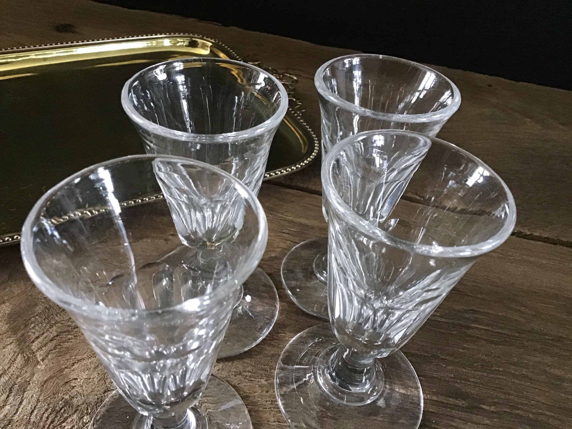 Antique sherry glasses Hand blown glasses pedestal glasses | Etsy