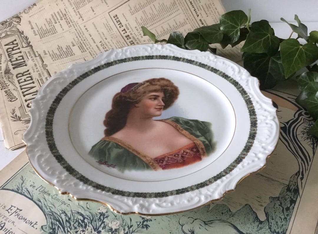 Art Nouveau Plate, Gaston Bonfils, Coiffe Jeune, 19th Century Porcelain ...