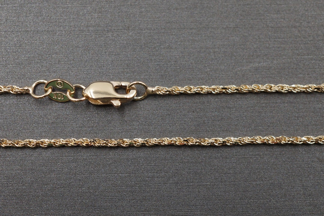 10K Solid Yellow Gold 1.3MM Rope Chain Necklace. Men Women Children Kid ...