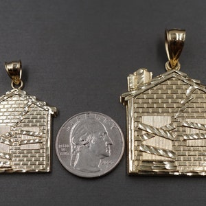 10K Solid Yellow Gold Diamond Cut Trap House Charm Pendant. 6 Sizes - Etsy