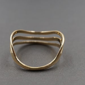 10K Solid Yellow Gold Three Line Wavy Waved Band Ring. - Etsy