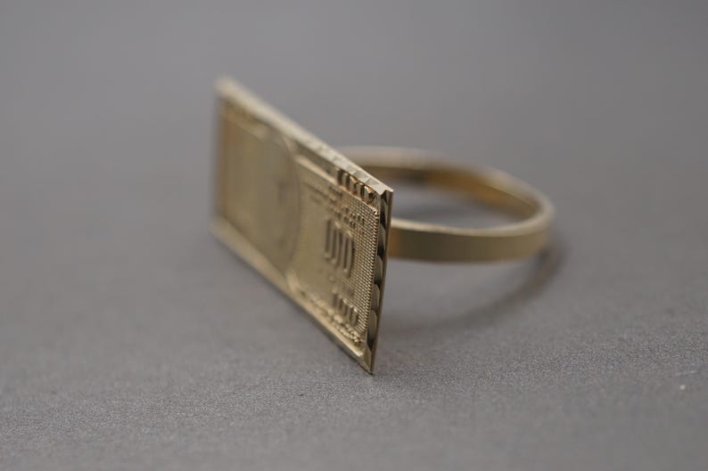 10K Yellow Gold Diamond Cut Money Bill Ring - Etsy