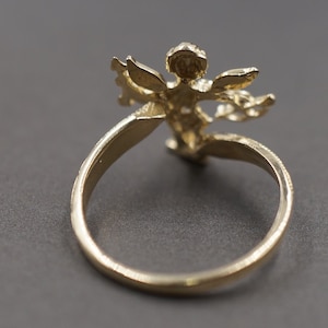 10K Solid Yellow Gold 0.55" Diamond Cut Cupid Angel Band Ring. - Etsy