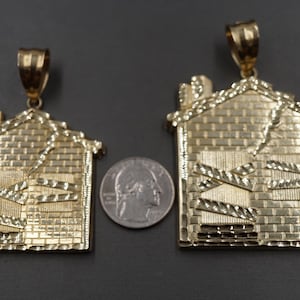 10K Solid Yellow Gold Diamond Cut Trap House Charm Pendant. 6 Sizes - Etsy