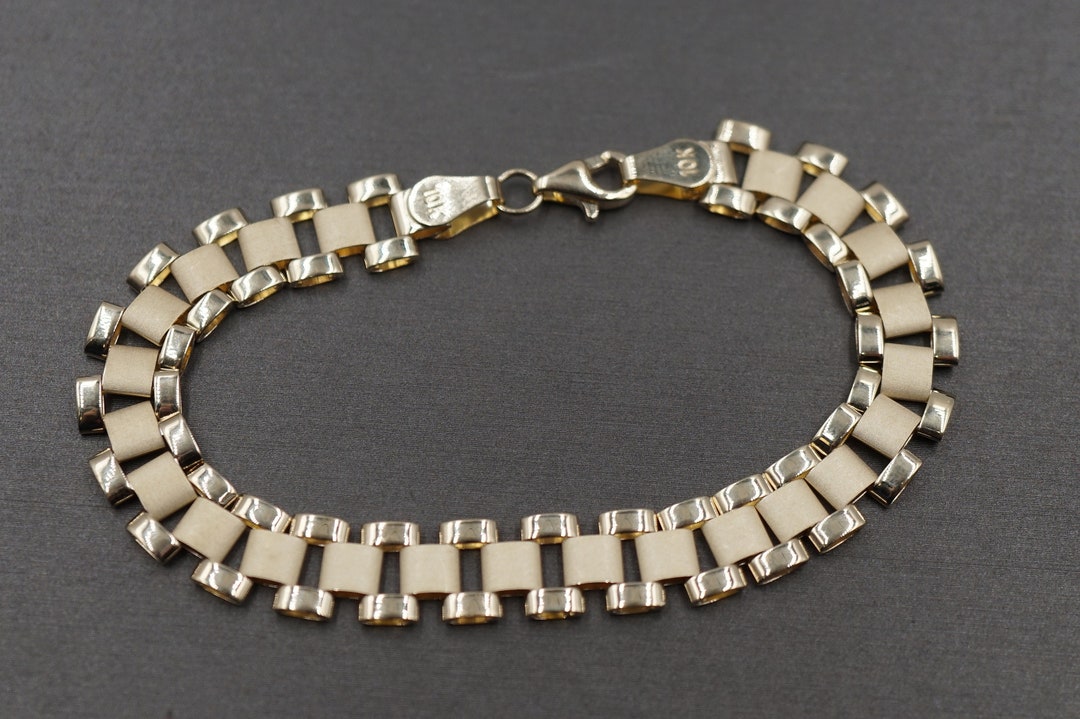 10K Solid Yellow Gold Rollie Style Bracelet - 8.3MM President Link - Etsy