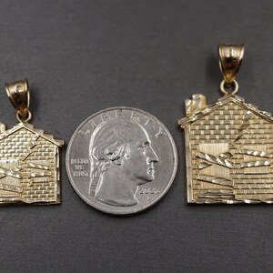 10K Solid Yellow Gold Diamond Cut Trap House Charm Pendant. 6 Sizes - Etsy