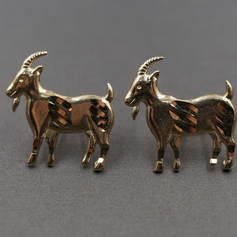 Gold Earrings Men Goat - Etsy
