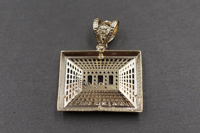 10K Solid Yellow Gold Square Last Supper CZ Charm Pendant. - Etsy