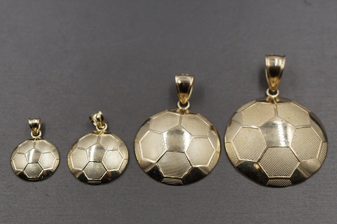 10K Solid Yellow Gold Circle Soccer Ball World Cup Sport Charm Pendant ...