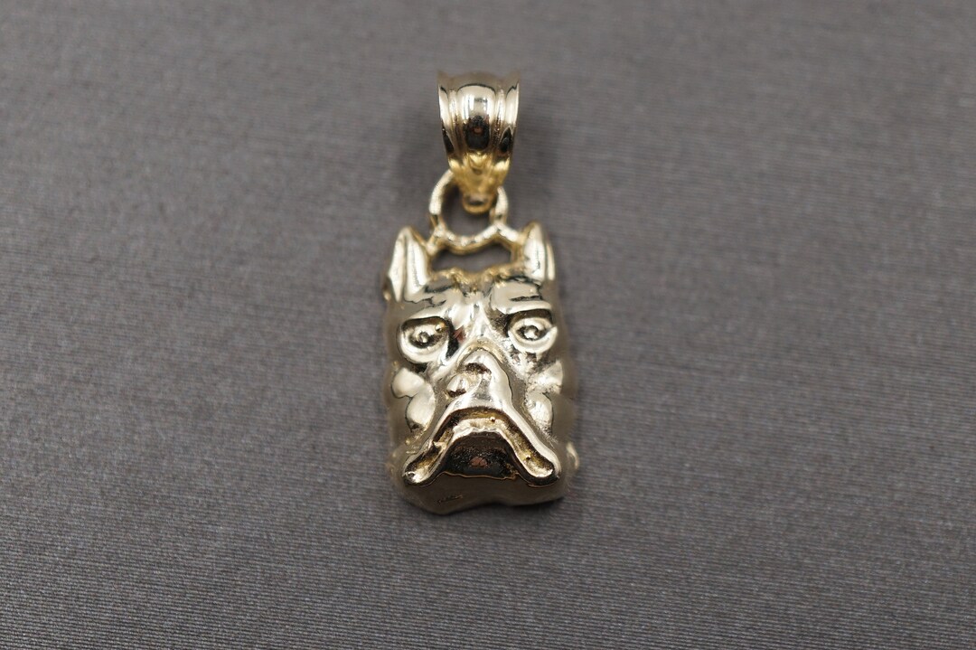 10K Solid Yellow Gold Pitbull Dog Charm Pendant - Etsy