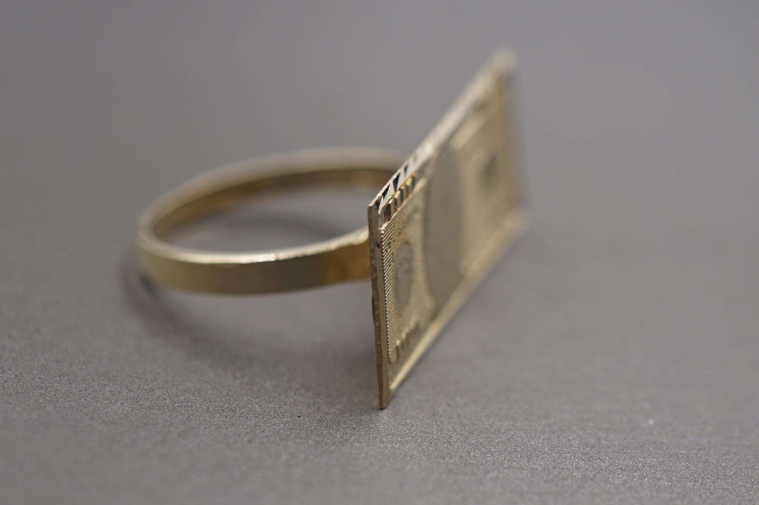 10K Yellow Gold Diamond Cut Money Bill Ring - Etsy