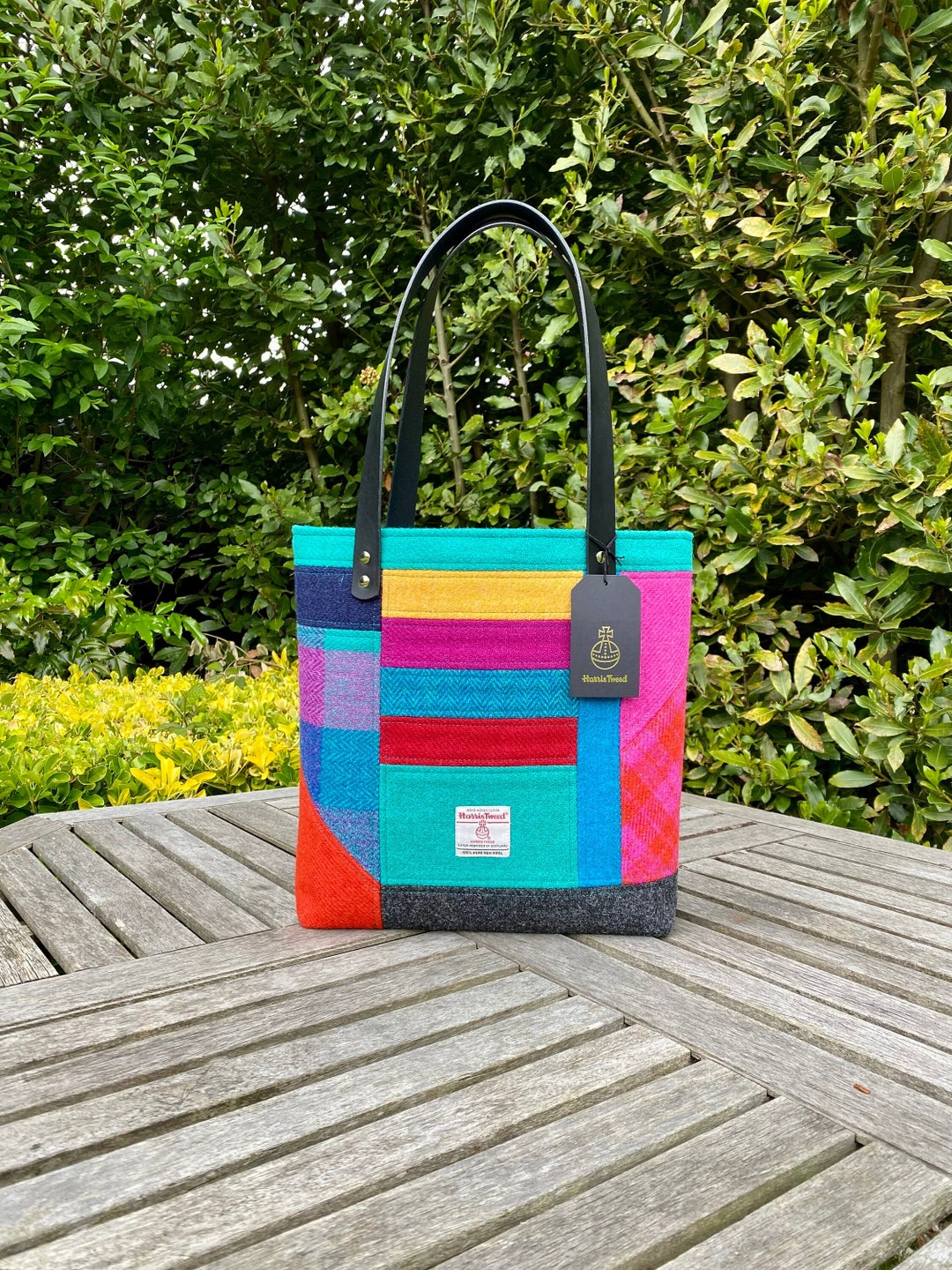 Rainbow Patchwork Harris Tweed Tote Bag. - Etsy UK
