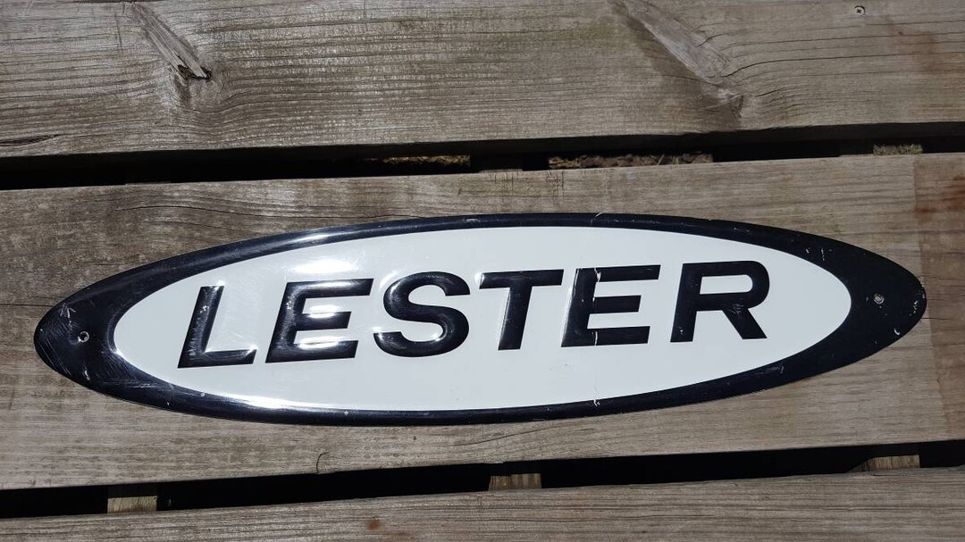 Vintage LESTER Embossed Tin Metal Sign Black White - Etsy