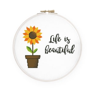 Life is Beautiful Cross Stitch Pattern Family Cross Stitch ...