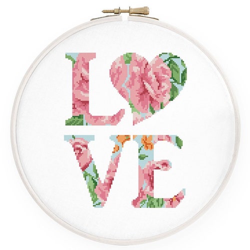 Love Wedding Cross Stitch Pattern Rose Cross Stitch - Etsy