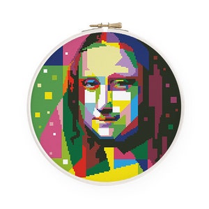 Colorful Mona Lisa Cross Stitch Pattern, Abstract Leonardo Da Vinci ...