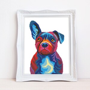 Rainbow Staffy Cross Stitch Pattern Colorful Abstract Staffordshire ...