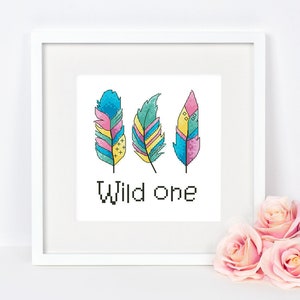 Wild One Cross Stitch Pattern Inspirational Quote Cross Stitch Bohemian ...