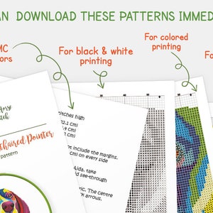 Rainbow German Shorthaired Pointer Cross Stitch Pattern Abstract Colorful Pointer Dog Instant ...