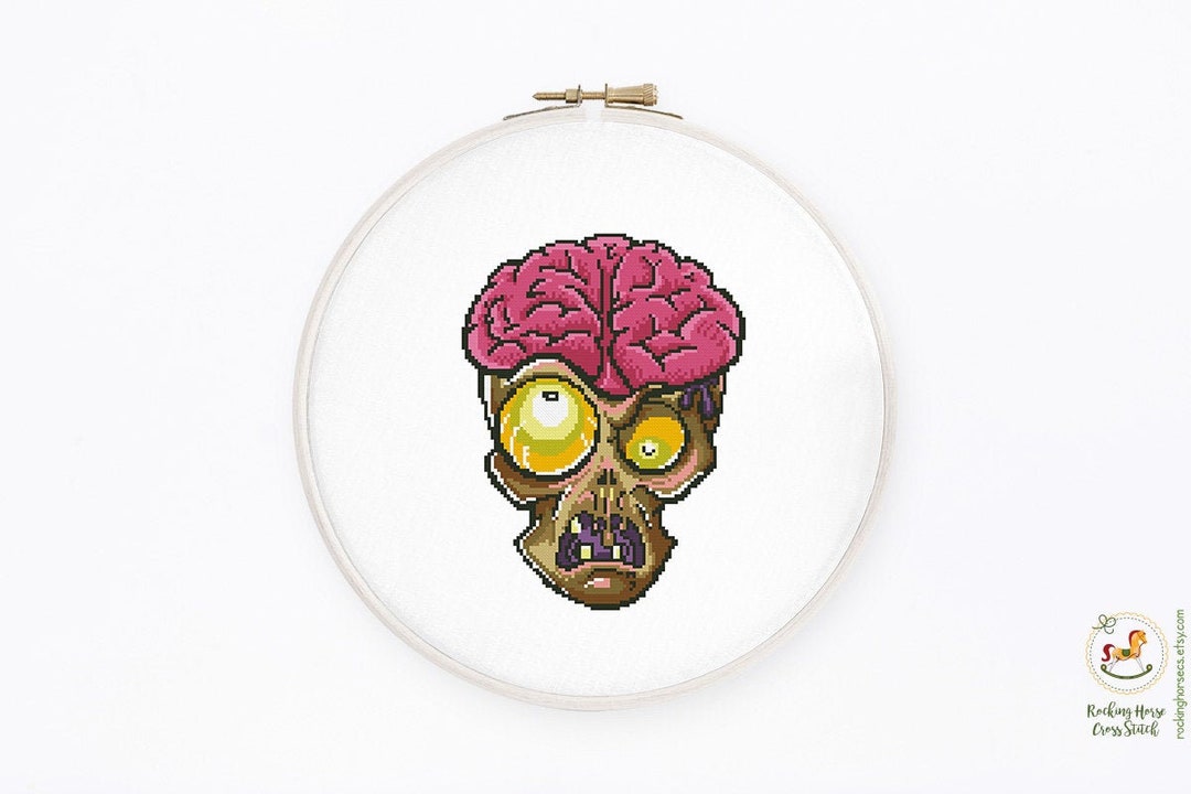 Zombie Cross Stitch Pattern Halloween Cross Stitch Horror Chart Instant ...