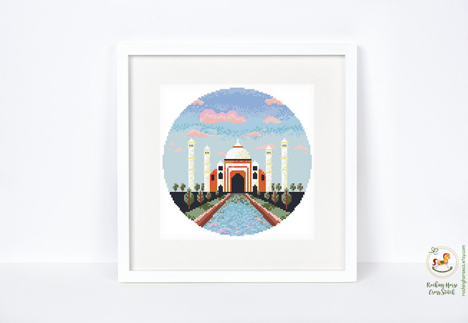Taj Mahal Cross Stitch Pattern India Cross Stitch Seven Wonders Cross ...