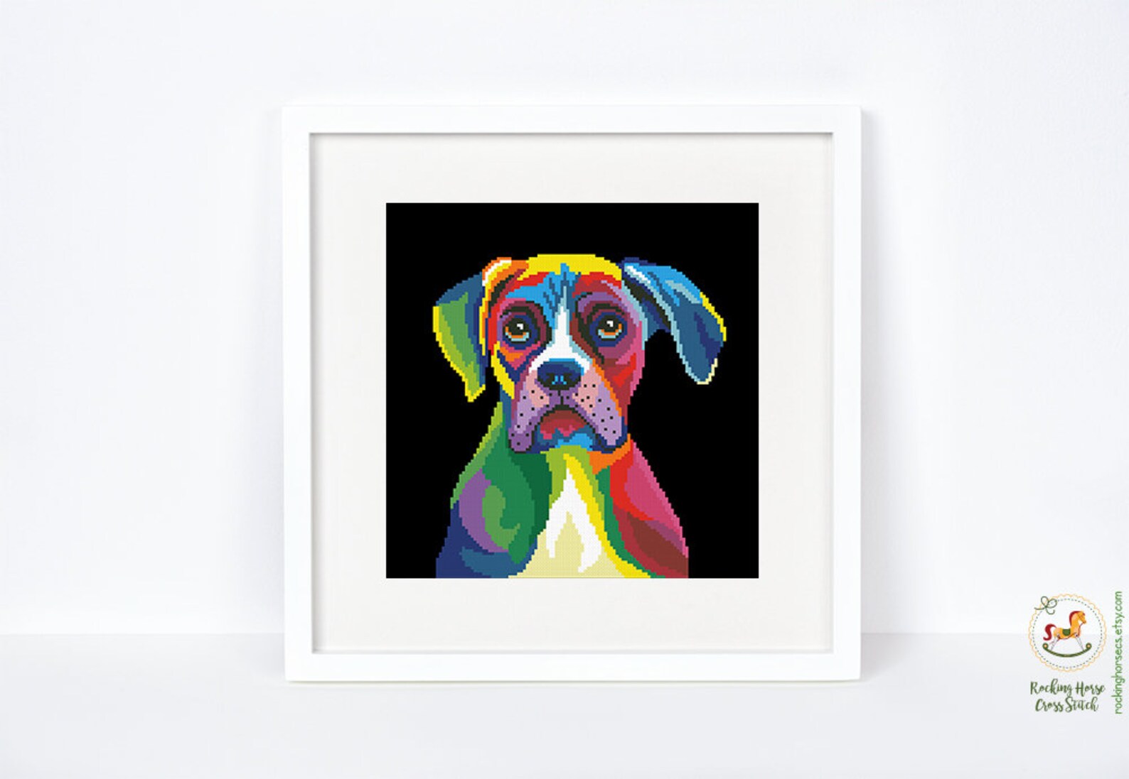 Rainbow Boxer Dog Cross Stitch Pattern Abstract Colorful - Etsy