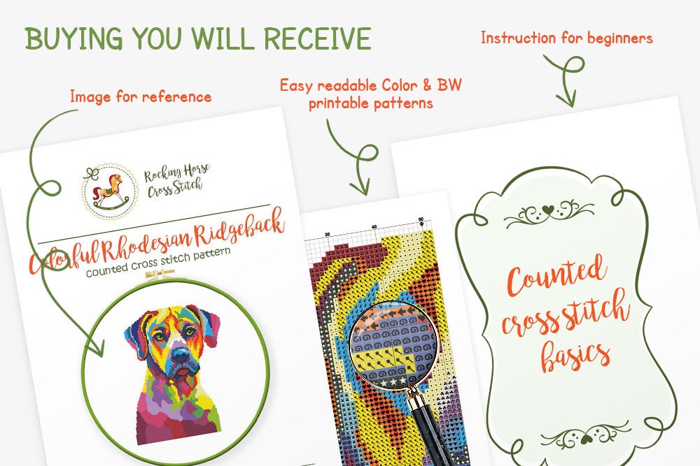 Colorful Rhodesian Ridgeback Cross Stitch Pattern Abstract | Etsy