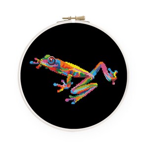 Colorful Frog Cross Stitch Pattern Rainbow Toad Cross Stitch Abstract ...
