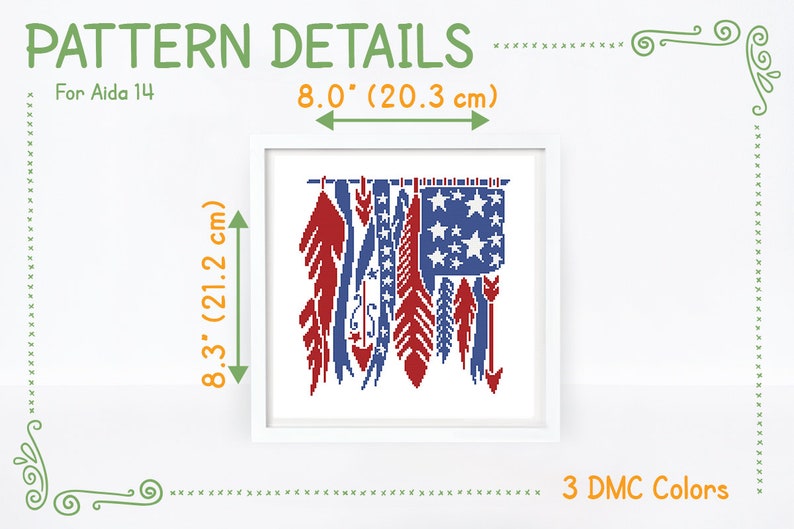 The US Flag Cross Stitch Pattern USA Patriotic Cross Stitch Red White ...