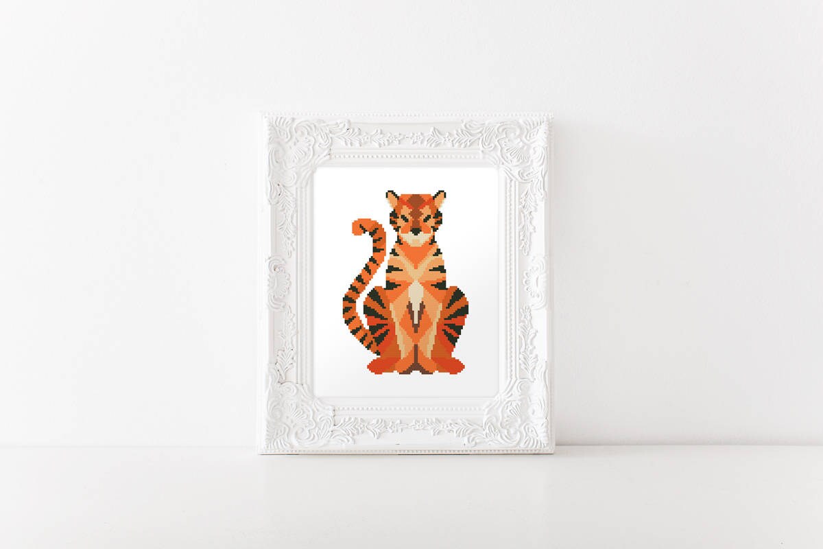 Tiger Cross Stitch Pattern Geometric Abstract Animal Cross | Etsy