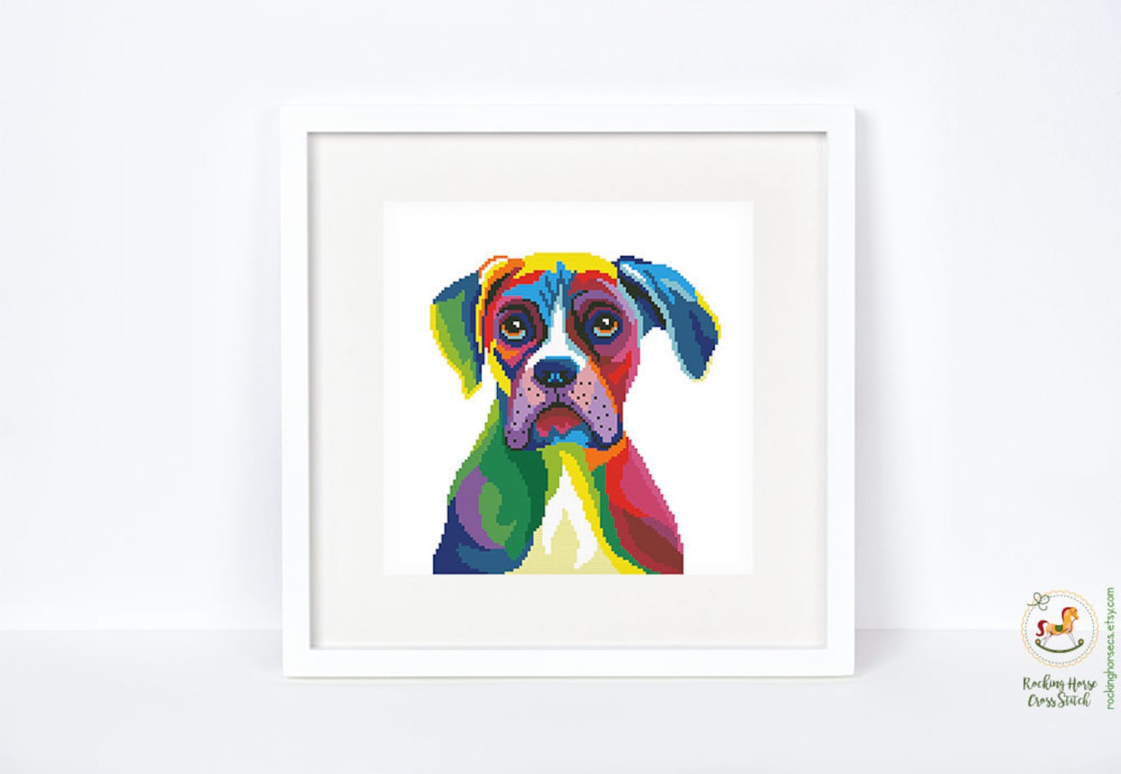 Rainbow Boxer Dog Cross Stitch Pattern Abstract Colorful - Etsy