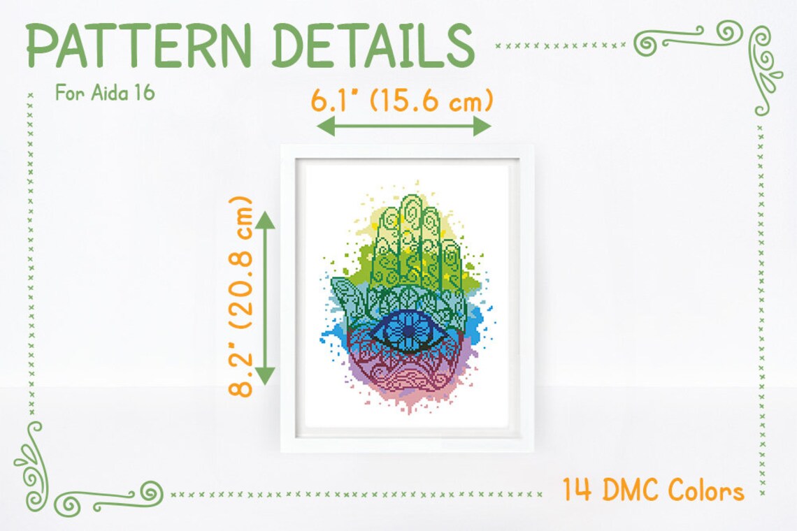 Rainbow Hamsa Hand Cross Stitch Pattern Kabbalah Cross Stitch - Etsy
