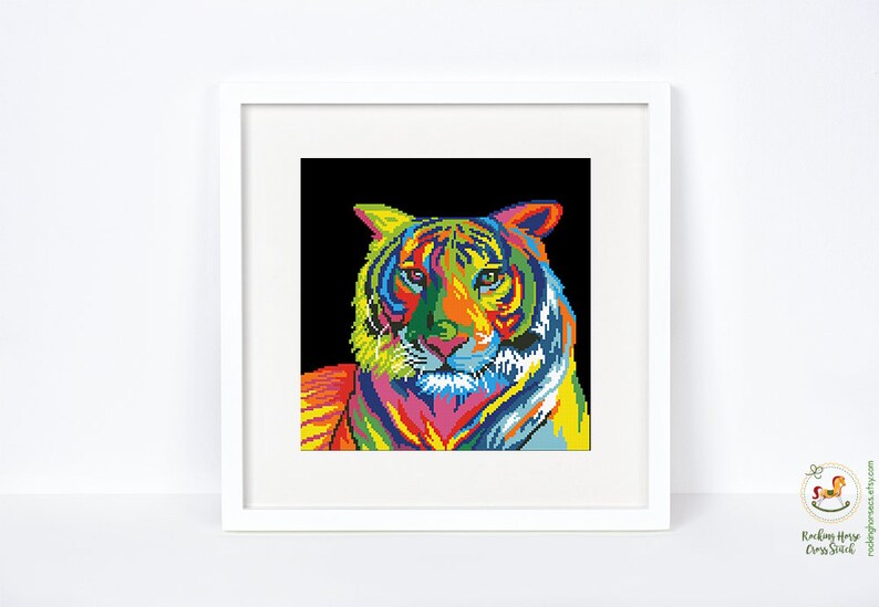 Colorful Tiger Cross Stitch Pattern Abstract African Animal | Etsy