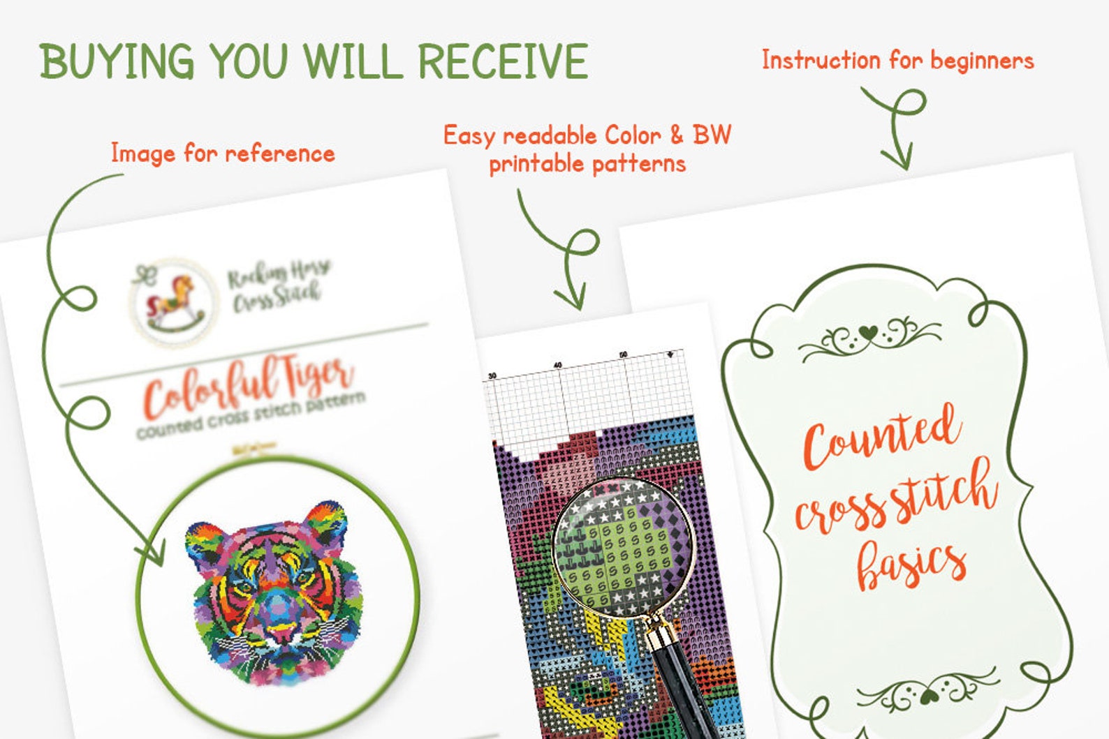 Colorful Tiger Cross Stitch Pattern Abstract Wild Animal Cross - Etsy