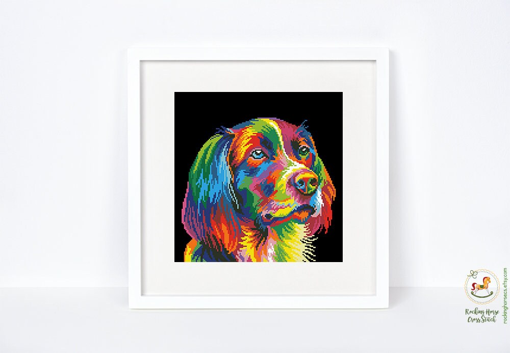 Colorful English Springer Spaniel Cross Stitch Pattern - Etsy