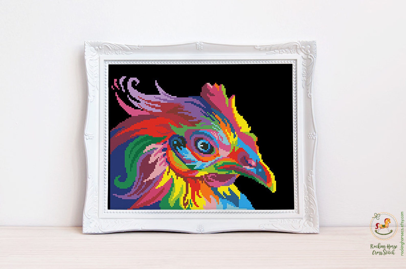 Colorful Hen Cross Stitch Pattern Abstract Rainbow Farm Animal - Etsy