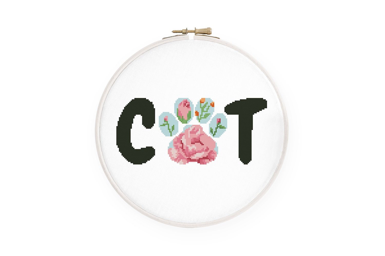 Cat Cross Stitch Pattern Floral Cat Paw Cross Stitch Cat Lady | Etsy